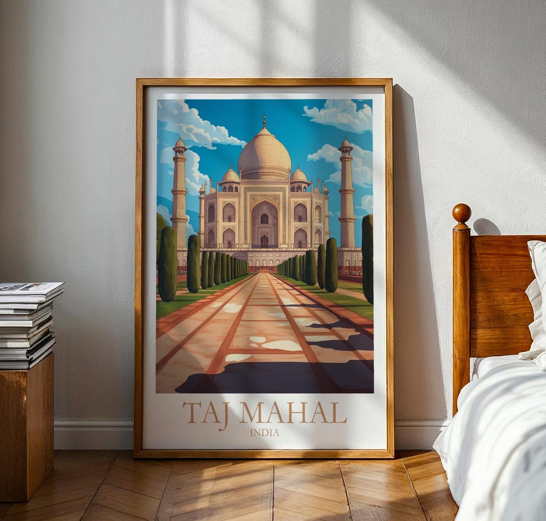 Taj Mahal Poster - India Poster - Travel Poster - Taj Mahal Print - Taj ...