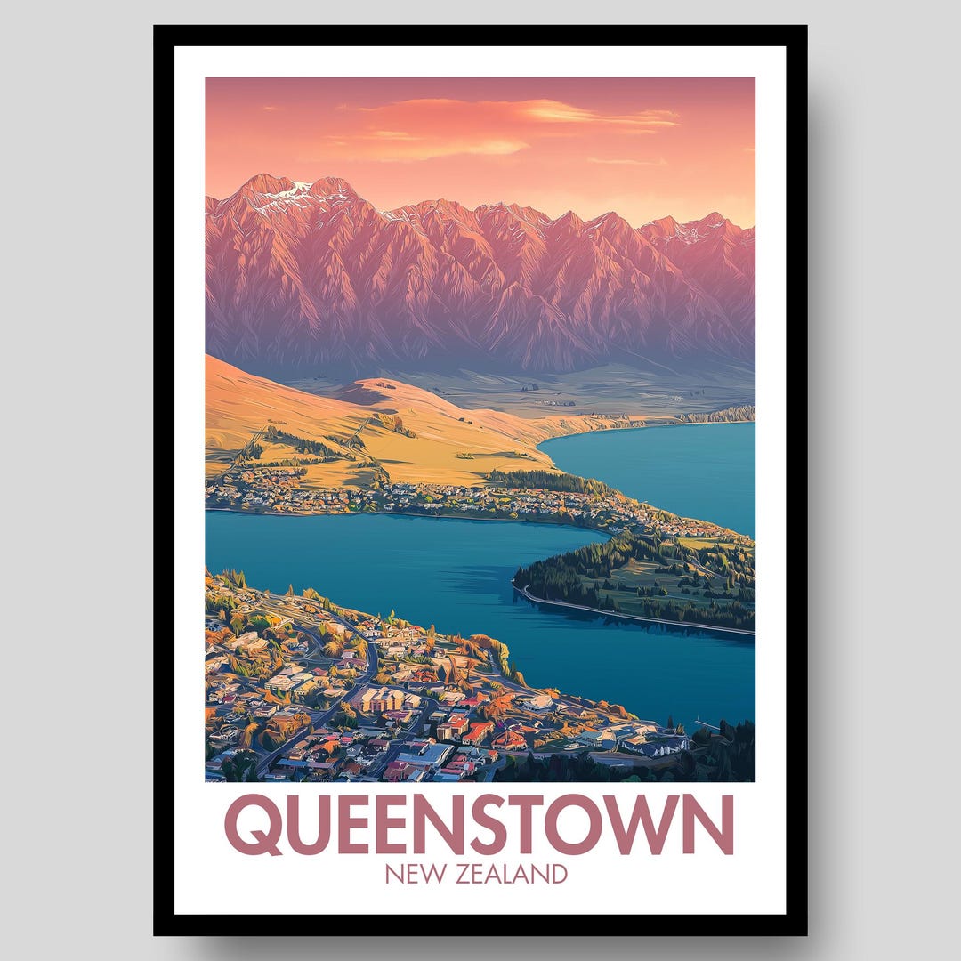 Queenstown Poster - New Zealand Poster - Queenstown - New Zealand Art ...