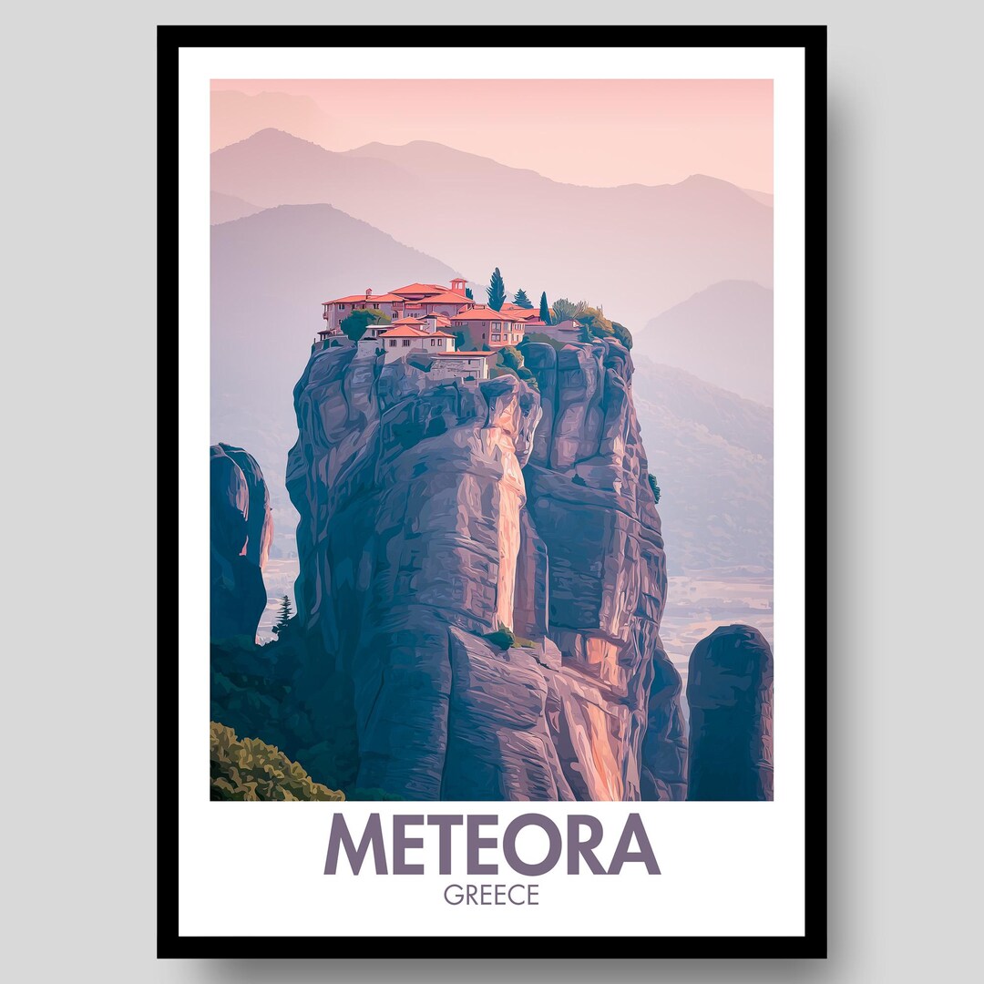 Meteora Poster - Meteora - Greek Poster - Greece - Meteora Wall Art ...