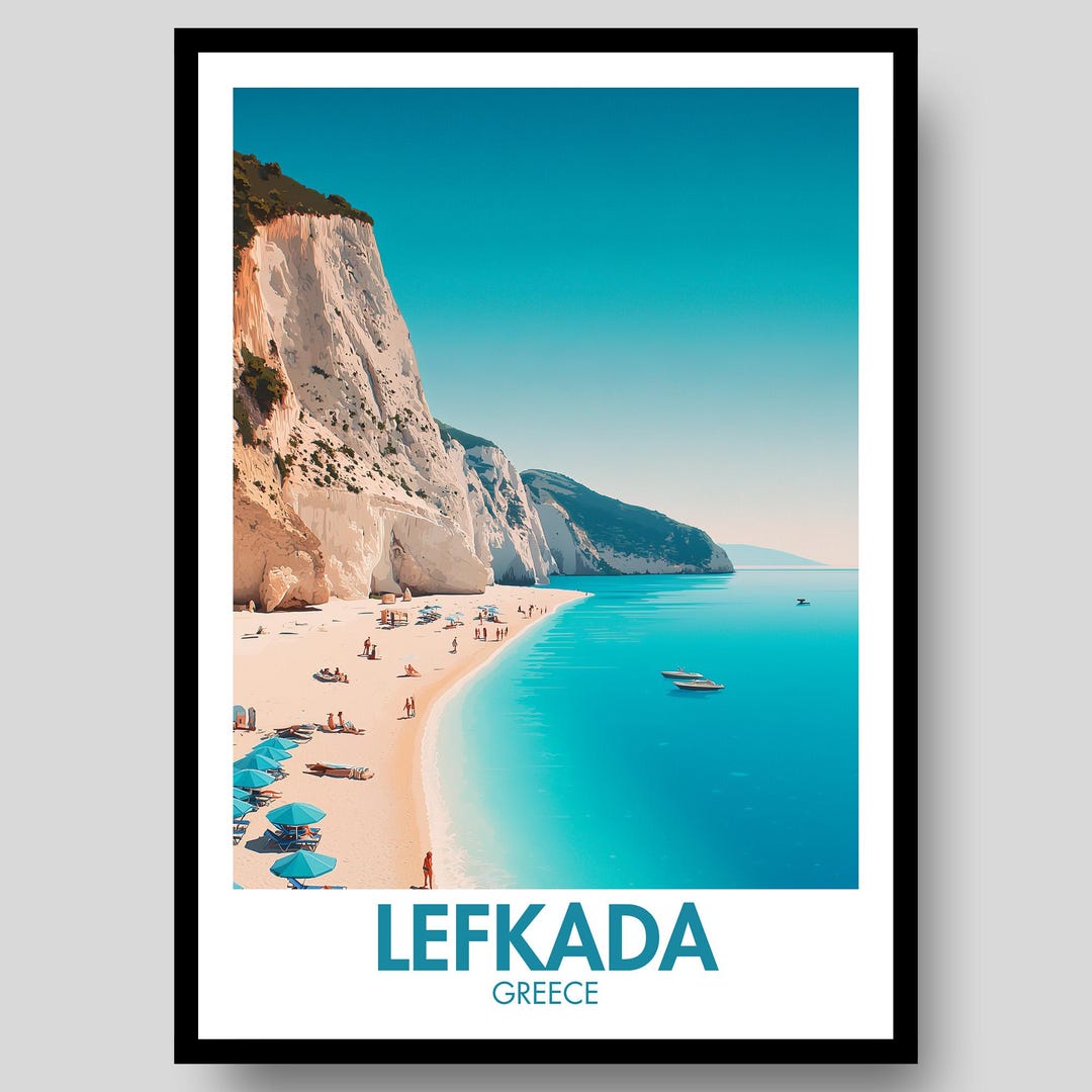 Lefkada Poster - Greek Islands Print - Lefkada Wall Art - Greece Gifts ...