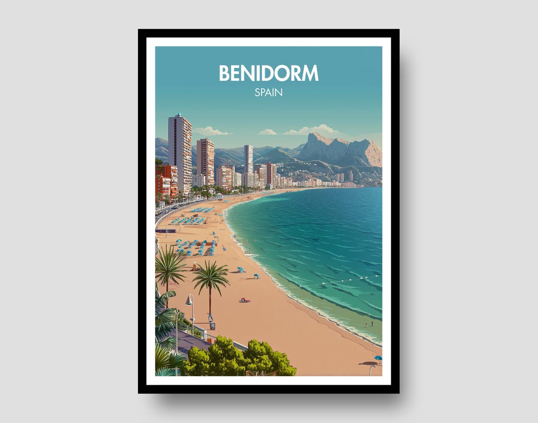 Benidorm Spain Poster – Benidorm Beach Travel Print - Etsy