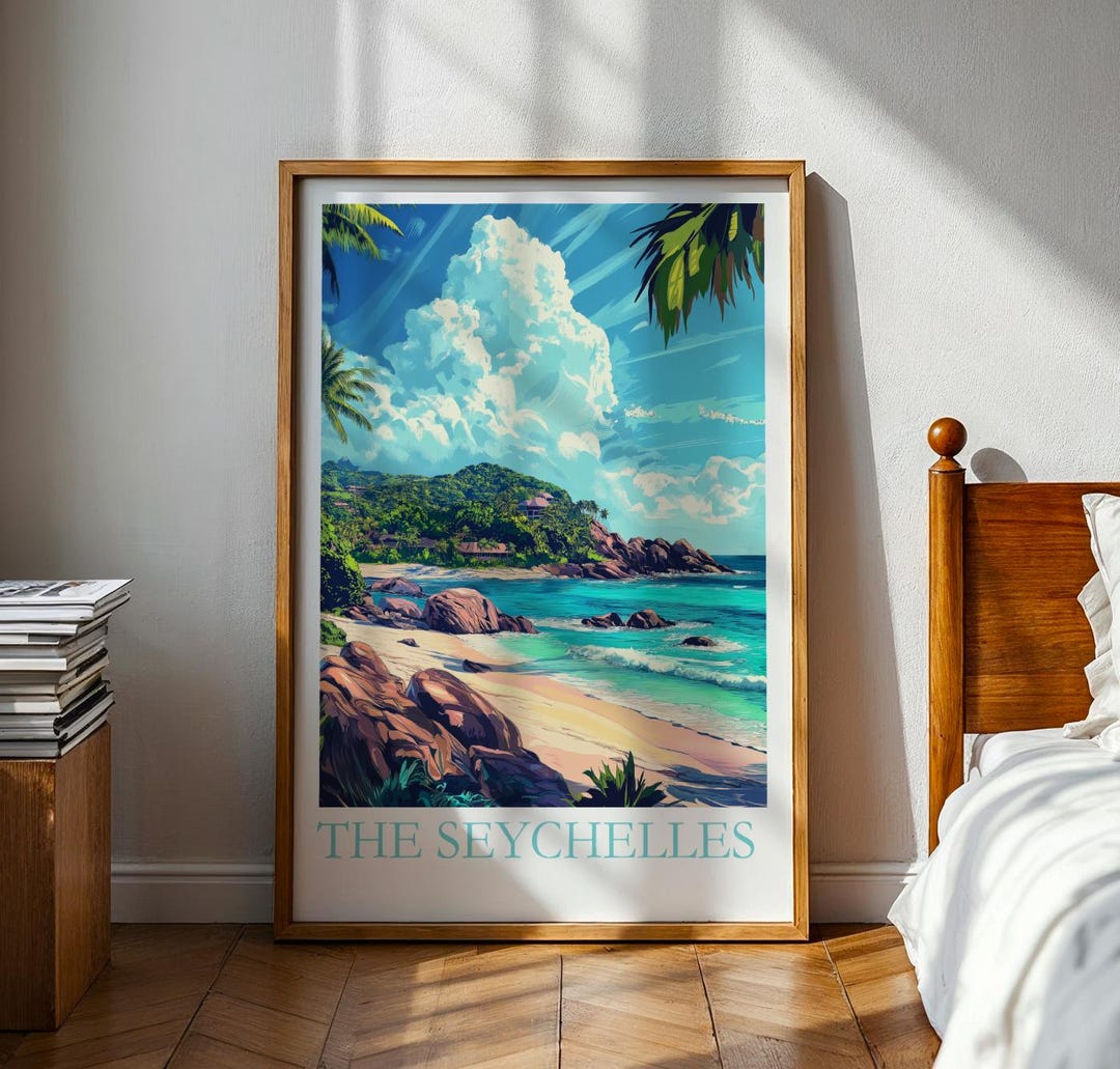The Seychelles Travel Poster - the Seychelles Wall Art - Vacation Poster - Gift for Traveller ...