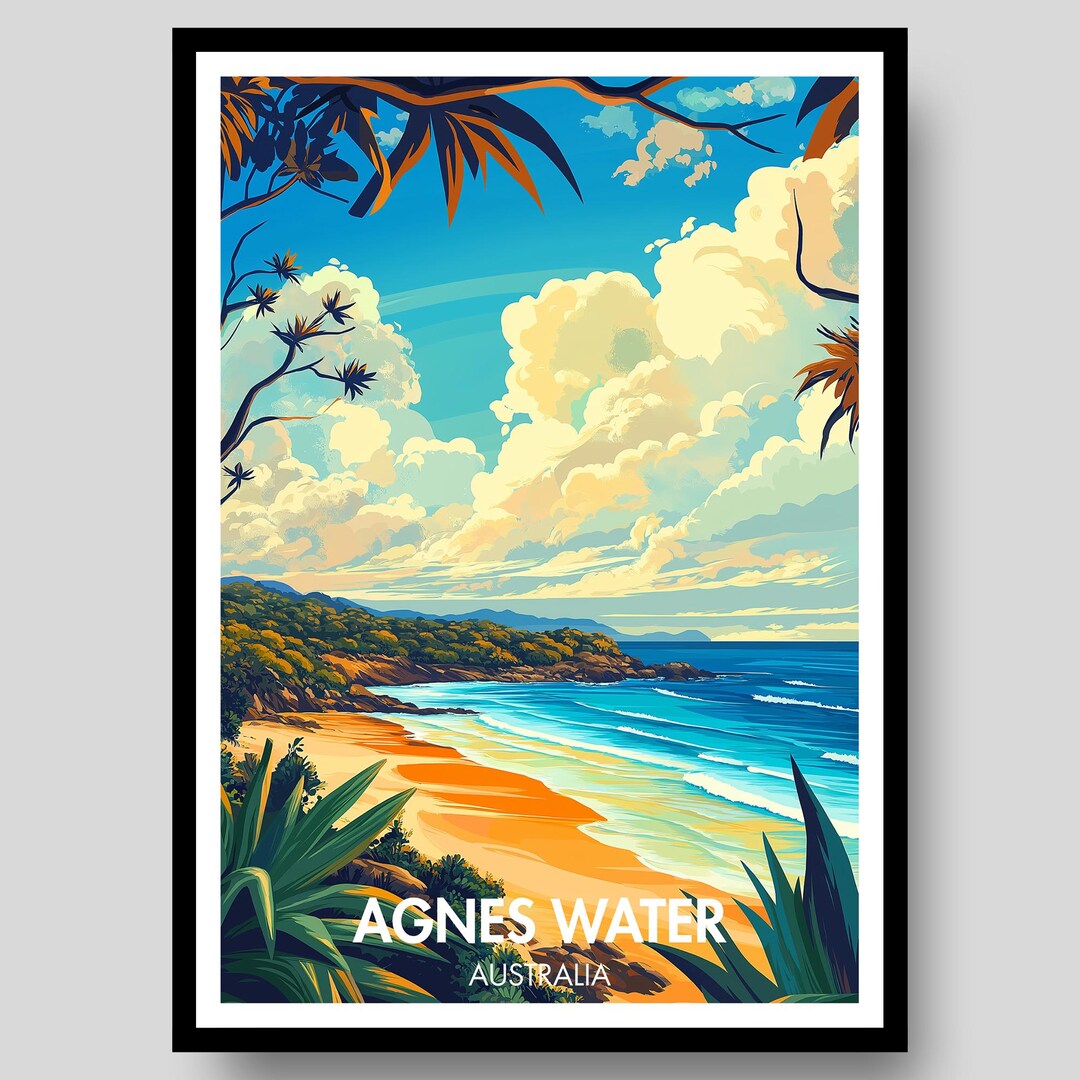 Agnes Water Poster - Australia Poster - Queensland - Beach Poster ...