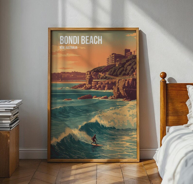 Bondi Beach Surfing Poster Wall Art Nswaustralia - Etsy UK
