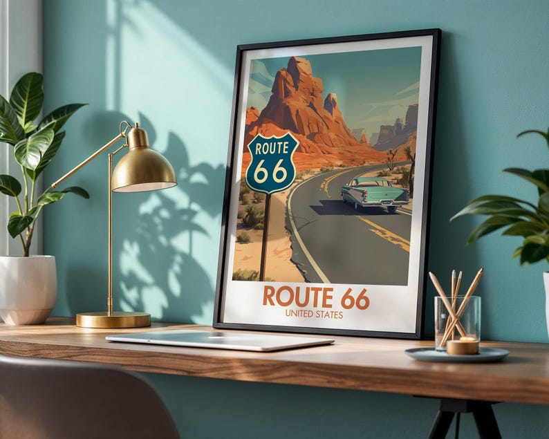 Route 66 Poster - Route 66 - Route 66 Print - Route 66 Wall Art - Route ...
