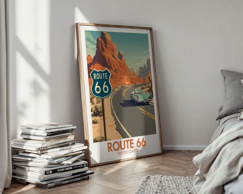 Route 66 Poster - Route 66 - Route 66 Print - Route 66 Wall Art - Route ...
