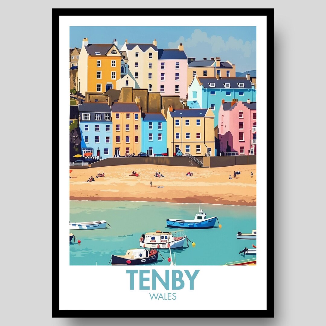 Tenby Poster - Welsh Gift - Tenby - Wales Poster - Tenby Print ...