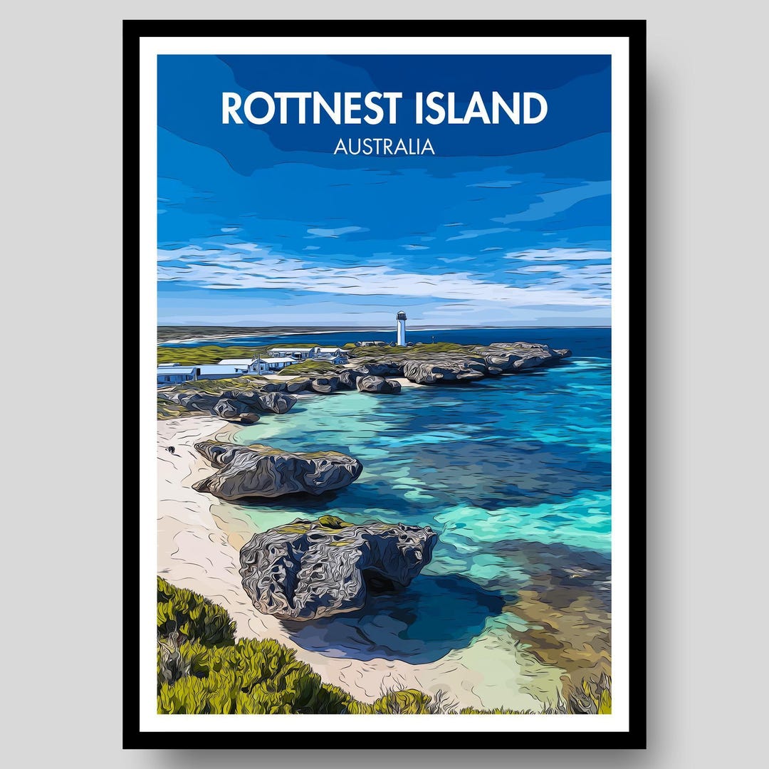Rottnest Island Travel Poster – Turquoise Waters, Western Australia - Etsy