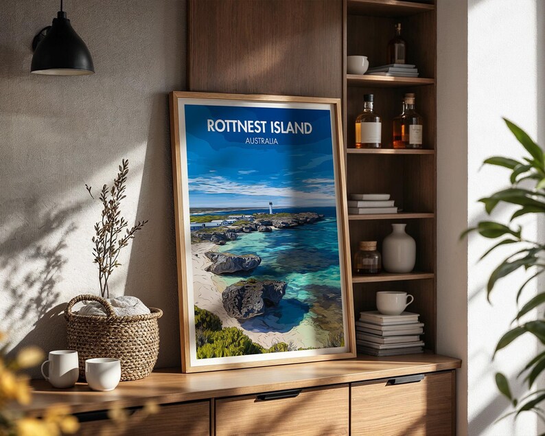 Rottnest Island Travel Poster – Turquoise Waters, Western Australia - Etsy