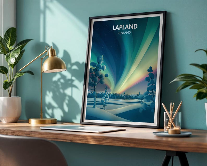 Lapland Poster - Northern Lights Poster - Finland Poster - Lapland ...