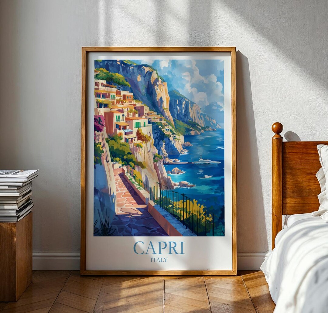 Capri Travel Poster - Italy Wall Art - Capri Art - Vacation Poster - Gift for Traveller - Capri ...