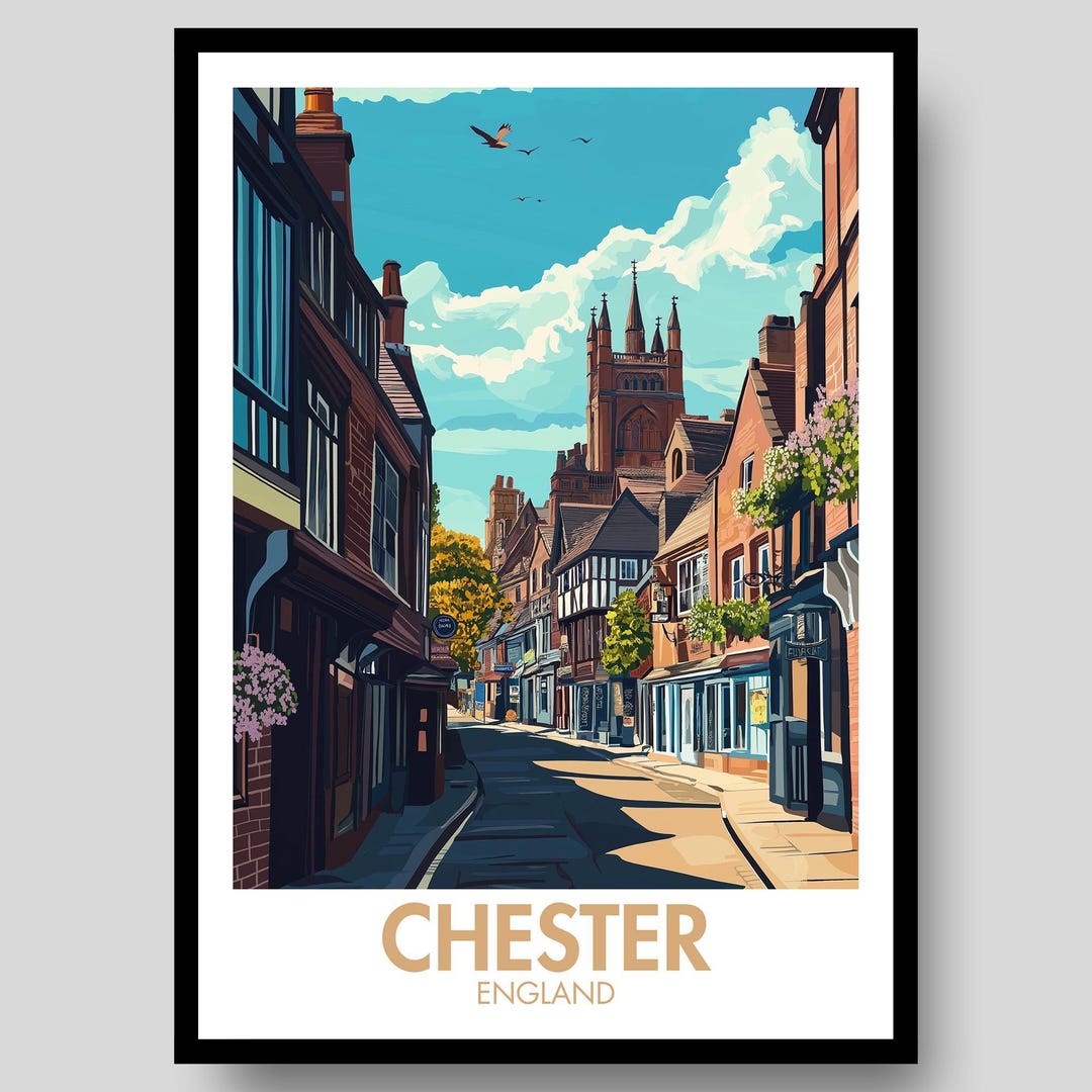 Chester Travel Poster – Illustrated Cityscape Art Print - Etsy