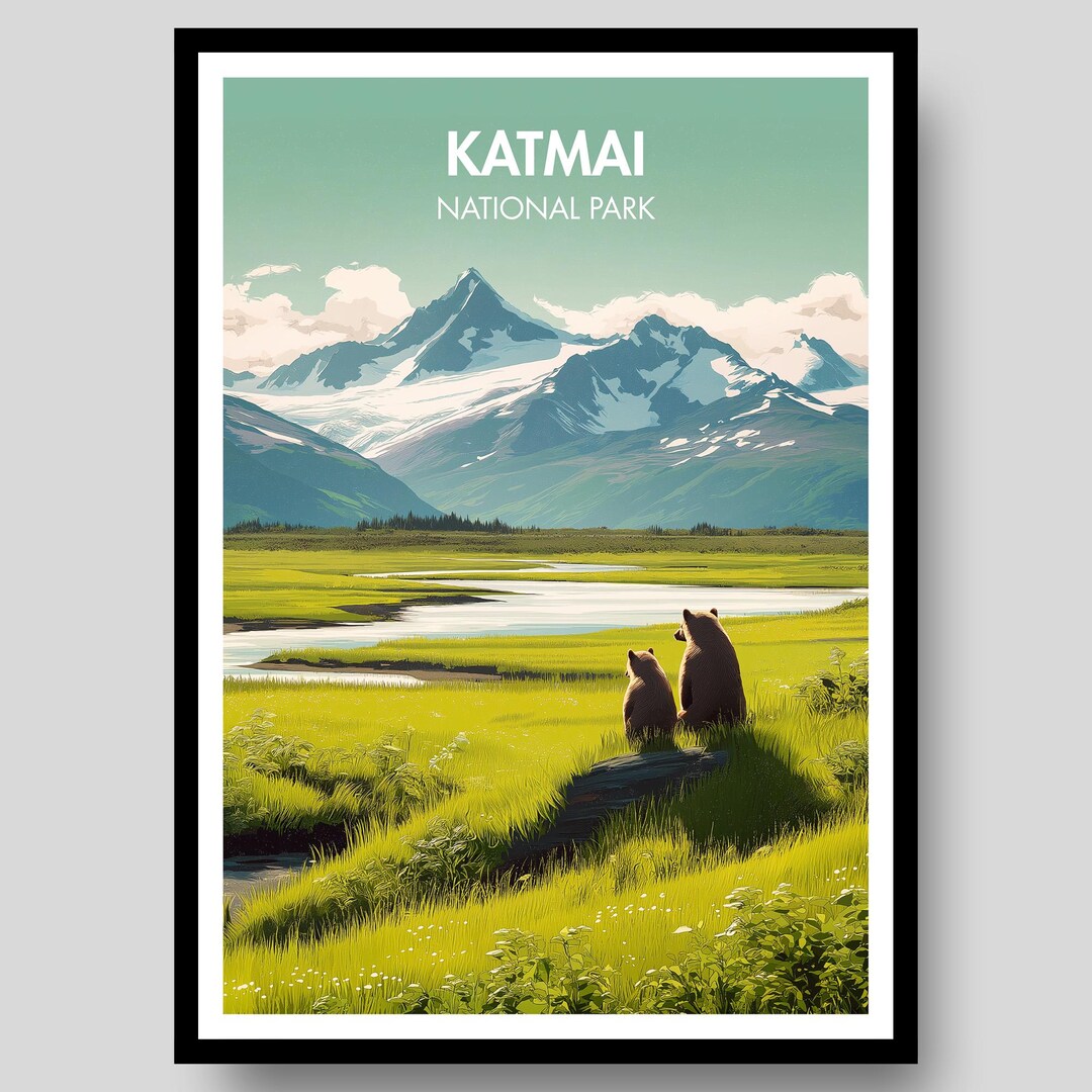 Katmai National Park Poster - Alaska Wall Art - Grizzly Bears - Katmai ...