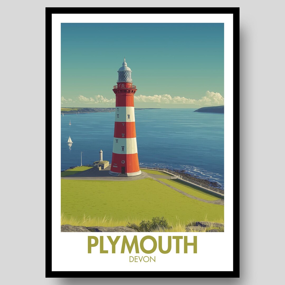 Plymouth Poster - Smeaton's Tower Poster - Devon Wall Art - Plymouth ...