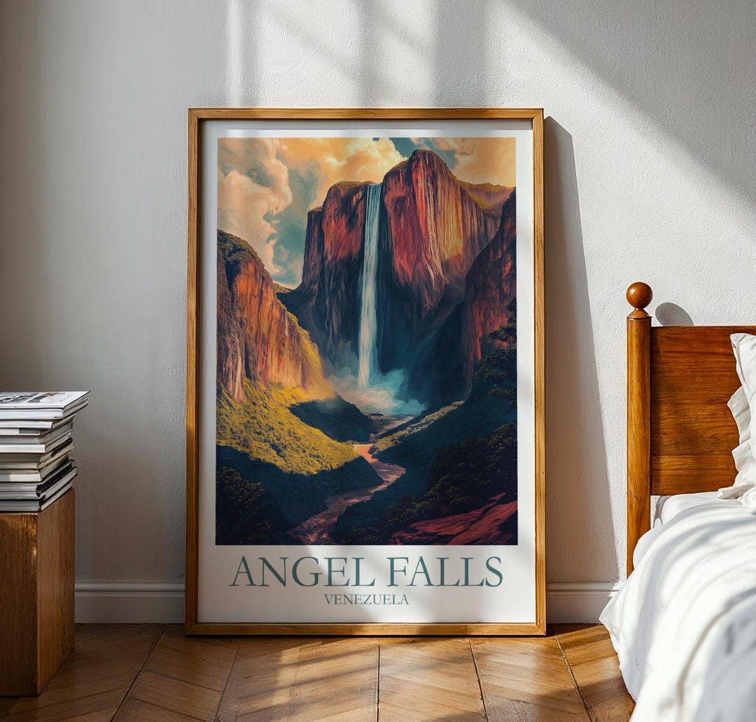 Angel Falls Travel Poster - South America Wall Art - Angel Falls Art ...