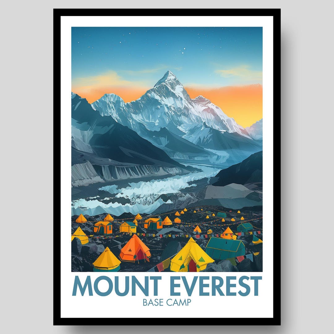 Mount Everest Base Camp Poster - Mount Everest - Mount Everest Print ...