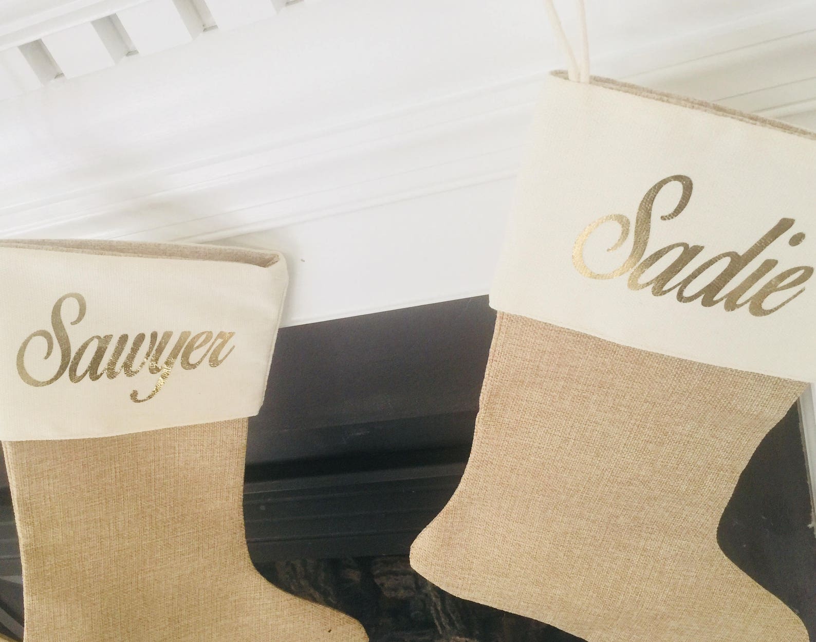 Monogram Christmas Stocking Personalized Christmas Stockings Burlap ...