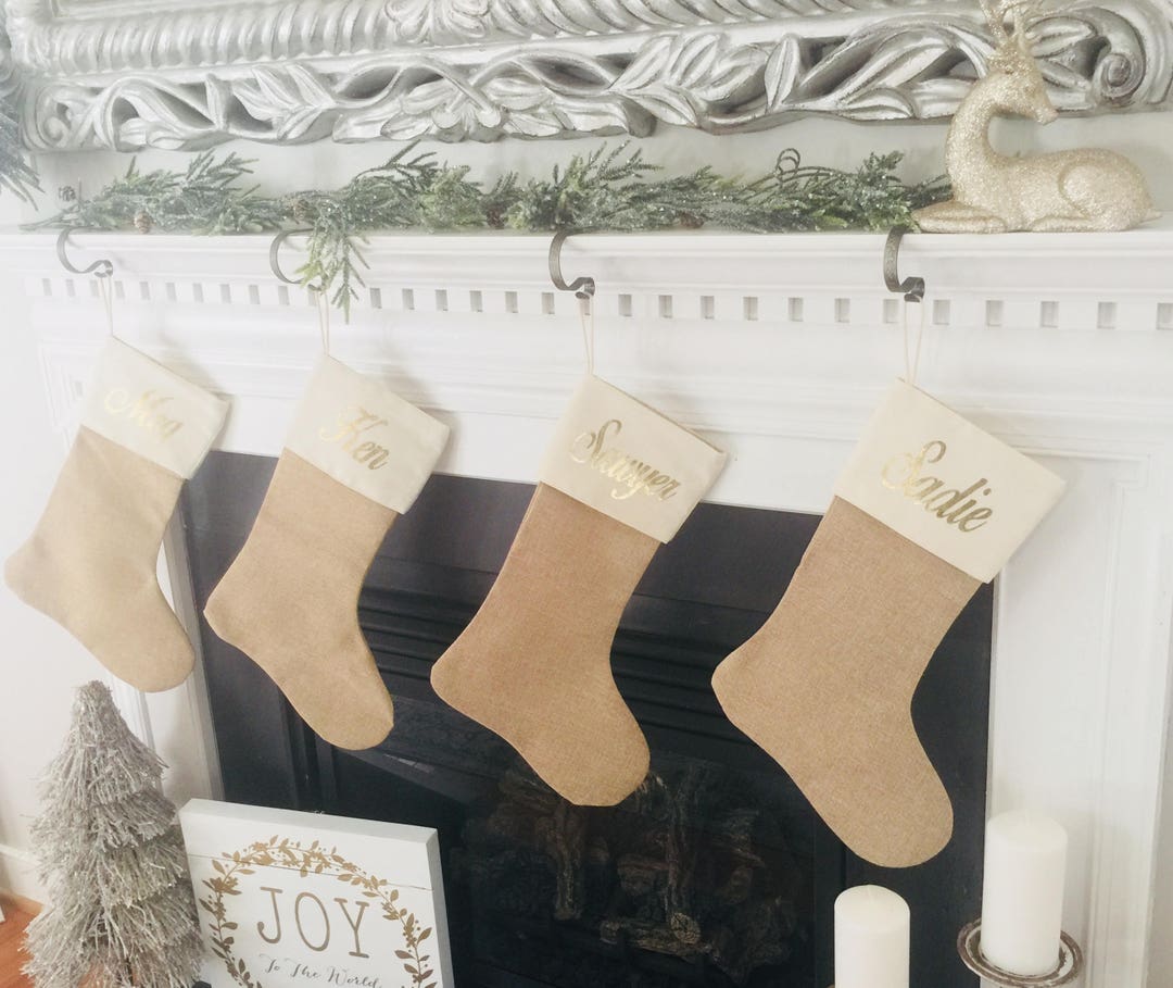 Monogram Christmas Stocking Personalized Christmas Stockings Burlap ...