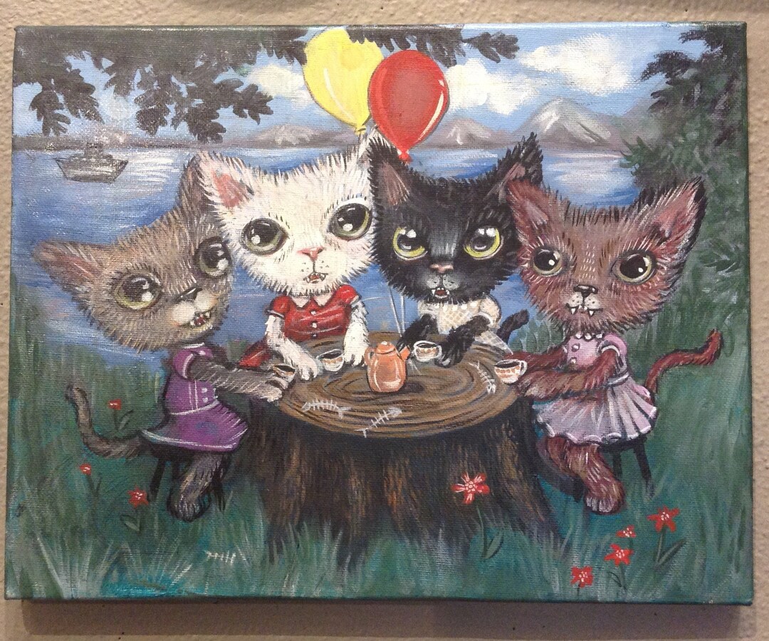 Pop Surreal Kitten Art, Kittens in Dresses Art, 8x10, Lowbrow Art ...