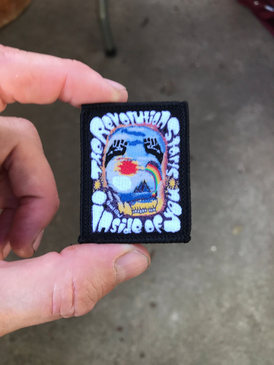 Skull Patch, 2"x1.25", Mini Patch, the Revoltion Starts Inside You ...