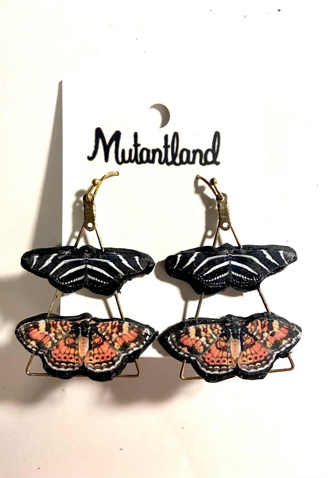 Handmade Polymer Clay Butterfly Earrings: Zebra Longwing & Phaon ...