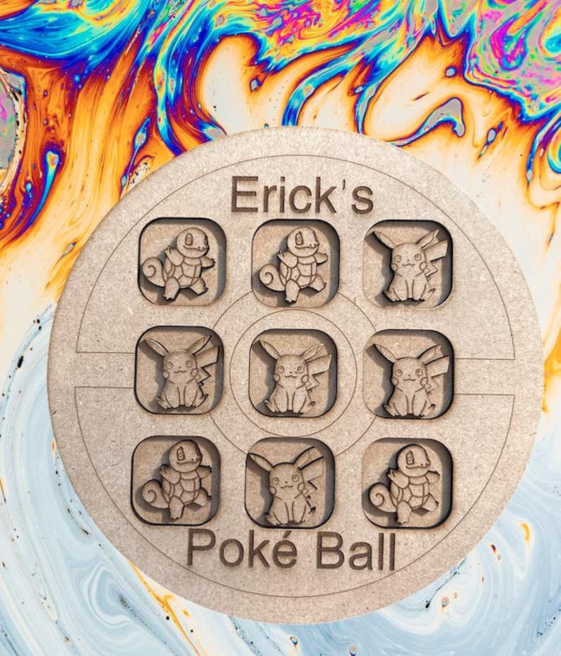 Pokemon Tic Tac Toe, Pikachu and Squirrel, Lightburn, Laser File (SVG ...