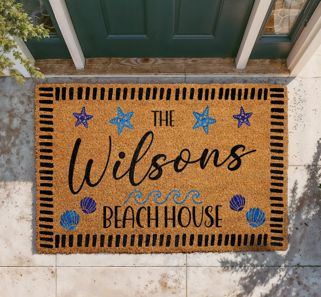 Personalized Beach House Doormat, Custom Family Name Welcome Mat ...