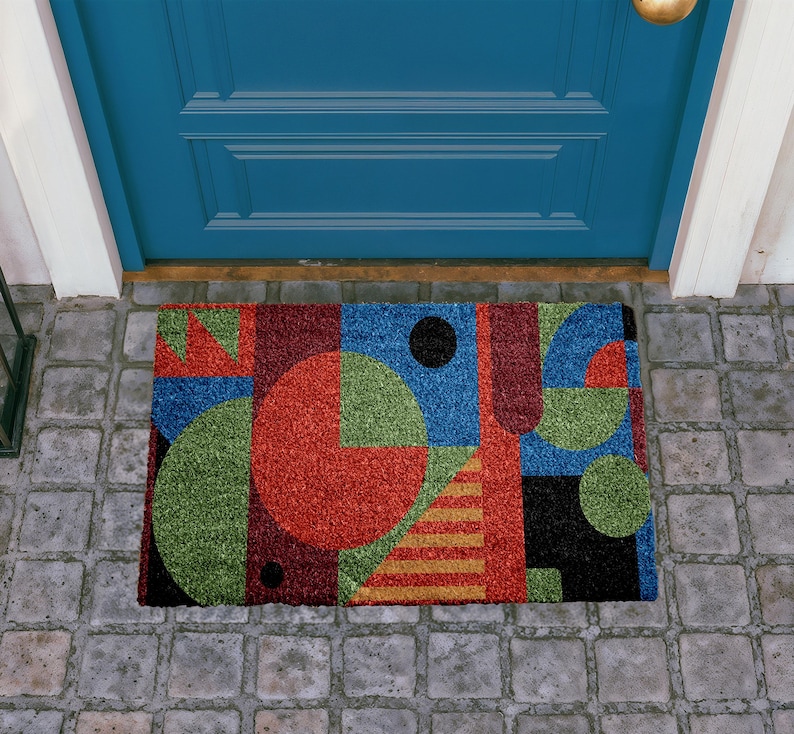 Mid Century Modern Welcome Mat, Colorful Abstract Doormat, Multicolor ...