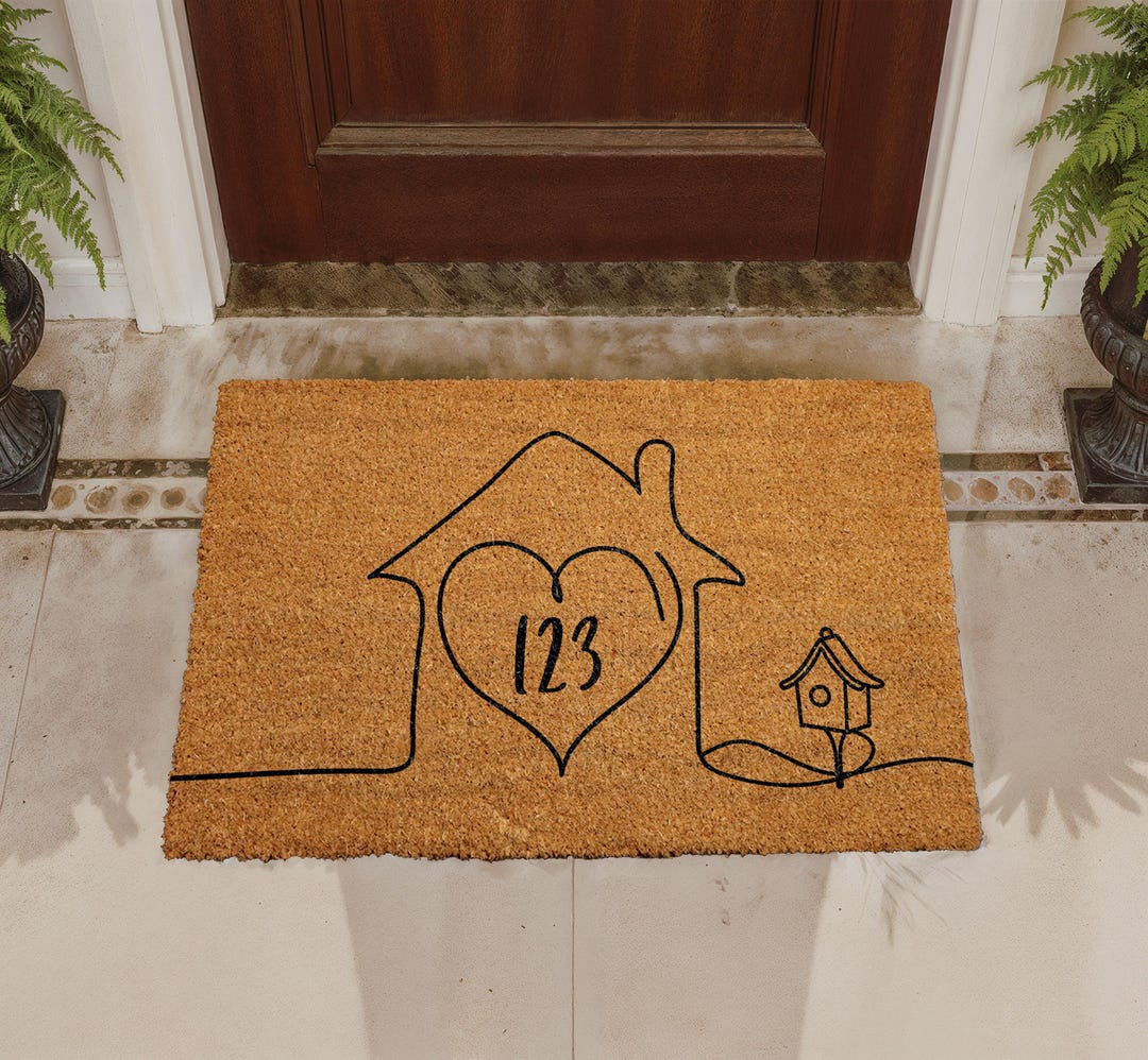 Personalized House Number Doormat, Minimalist Home Welcome Mat, Custom ...