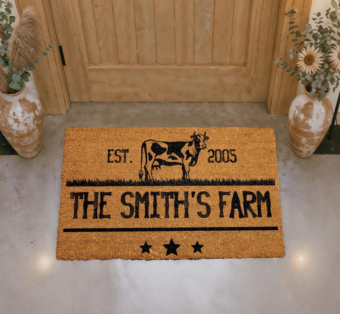 Custom Family Farm Doormat, Personalized Farmhouse Welcome Mat, Rustic ...