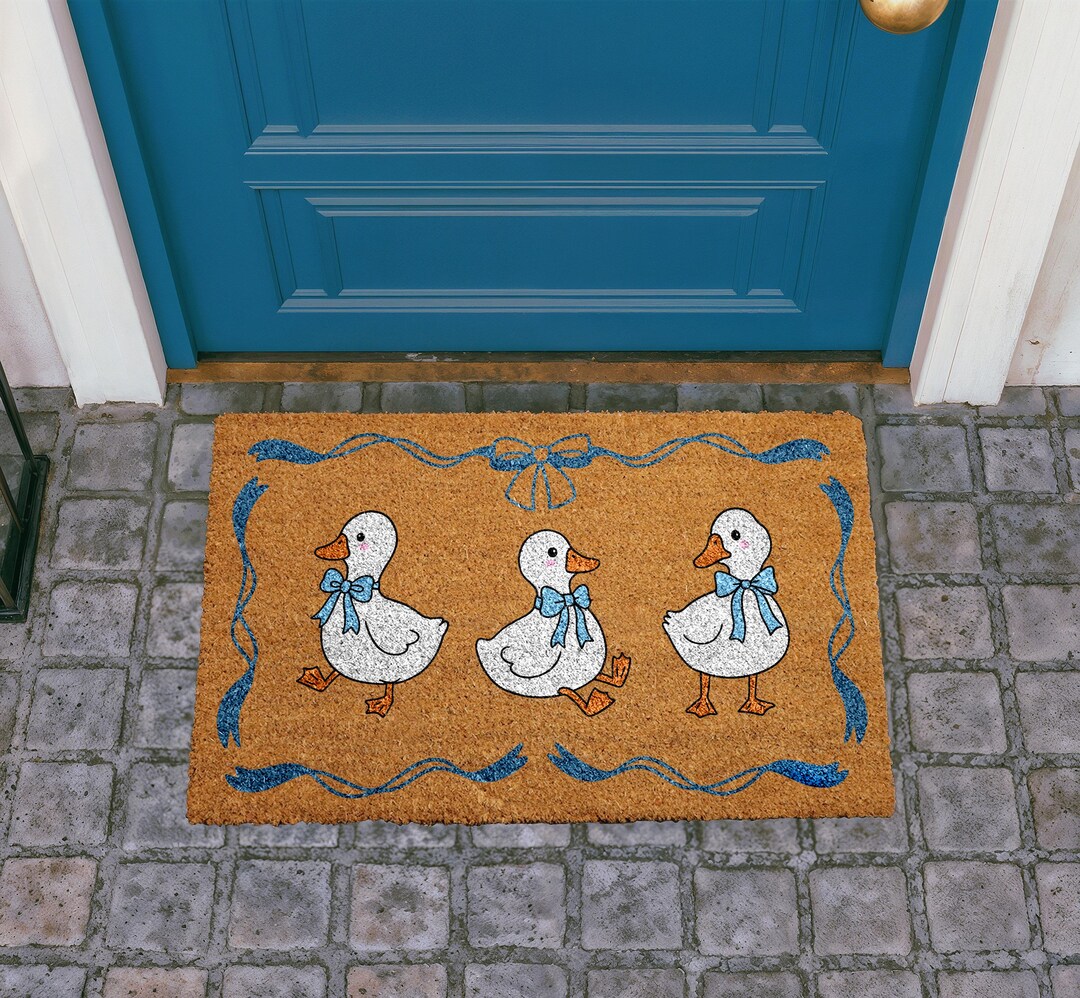 Cute Ducks Doormat, Farmhouse Welcome Mat, Country Cottage Entryway Rug ...