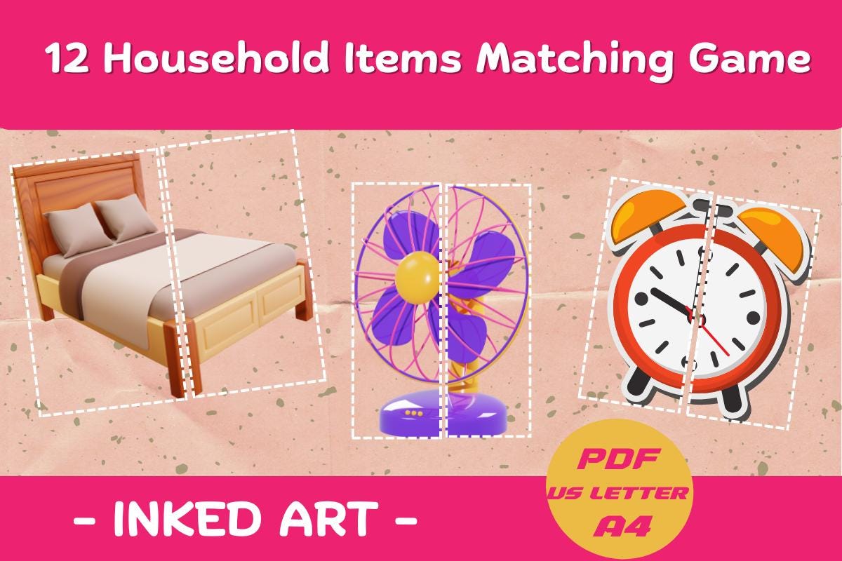 Household Items Matching Game for Toddlers – 12 Printable Montessori ...