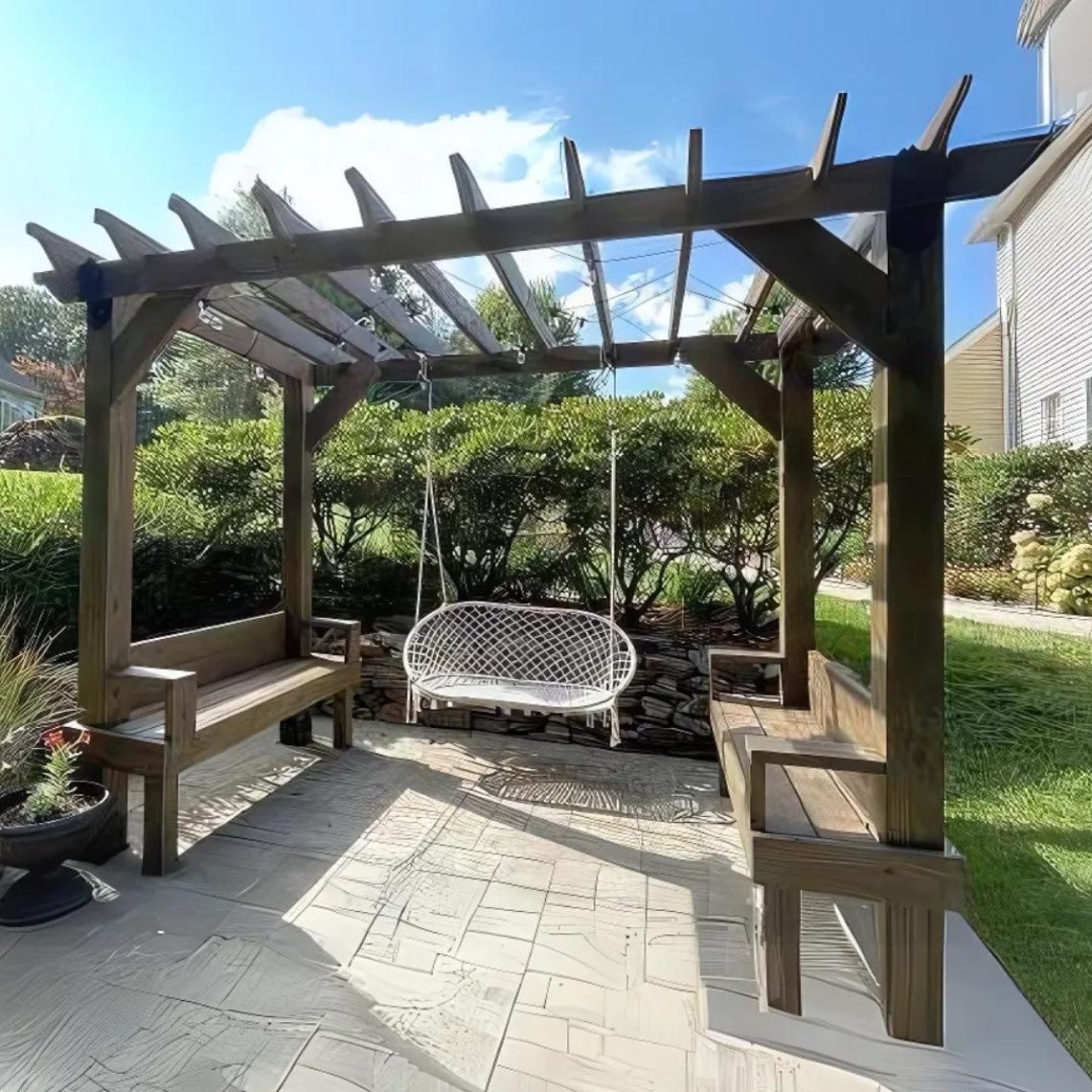 Modern Pergola Outdoor Room Plan – DIY Backyard Covered Patio | Wood ...