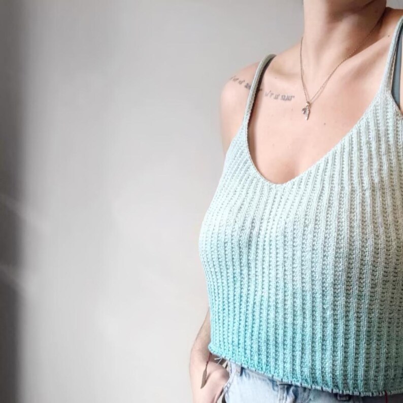 Seaside Summer Crop Top Knitting Pattern PDF – Easy Knit Top for ...