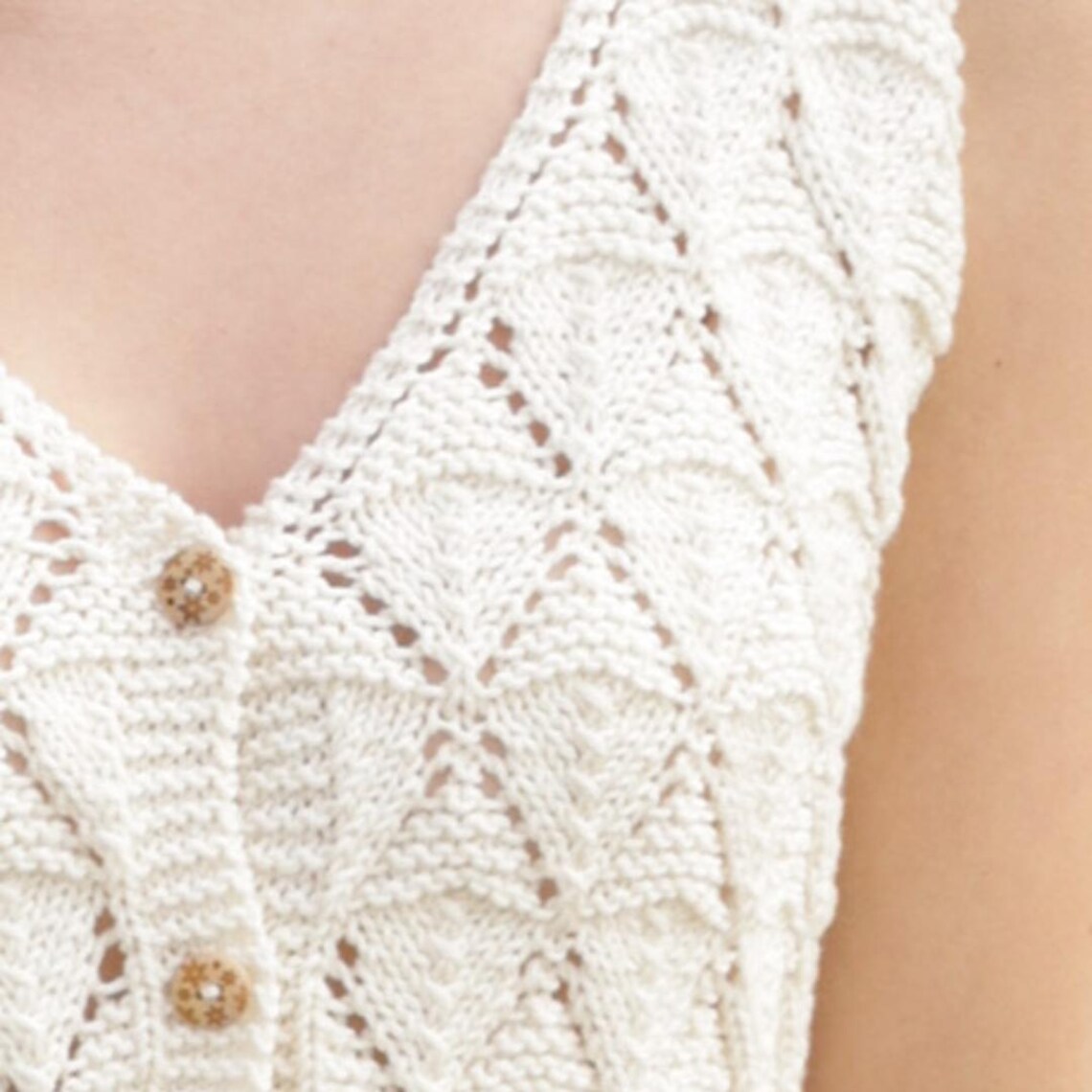 Dazzling Diamonds Vest Knitting Pattern, Lace Strap Top With Buttons ...