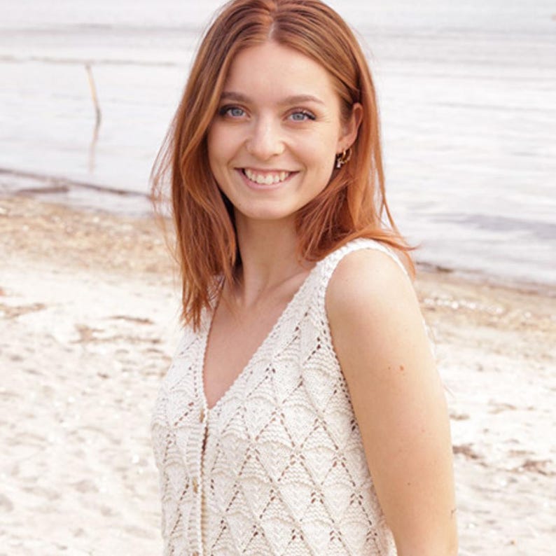 Dazzling Diamonds Vest Knitting Pattern, Lace Strap Top With Buttons ...