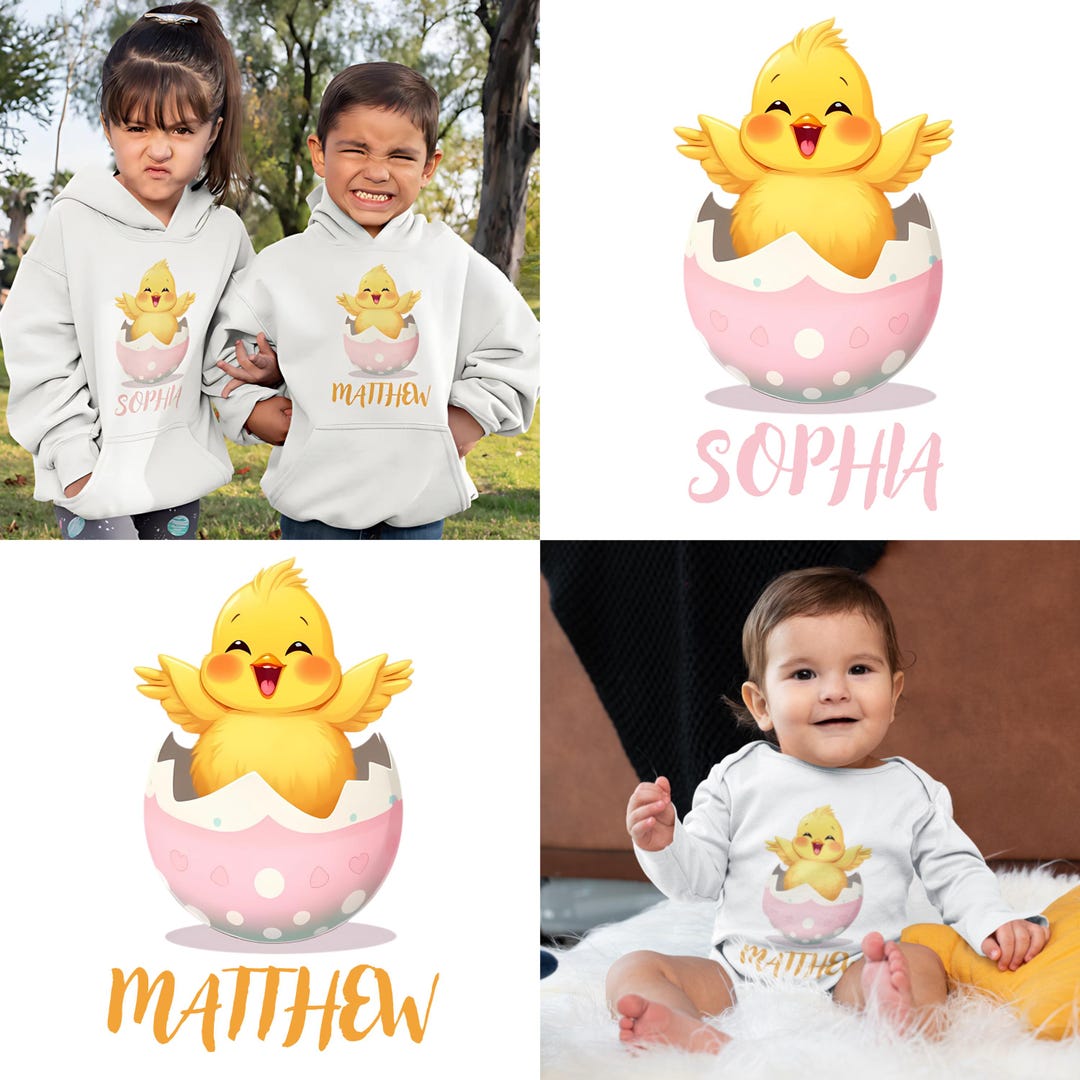 Happy Easter Chick Hatching - Editable PNG, Personalized Easter Gift ...