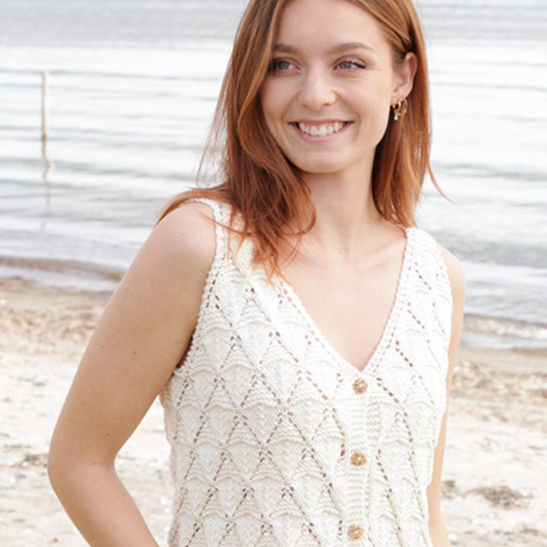 Dazzling Diamonds Vest Knitting Pattern, Lace Strap Top With Buttons ...