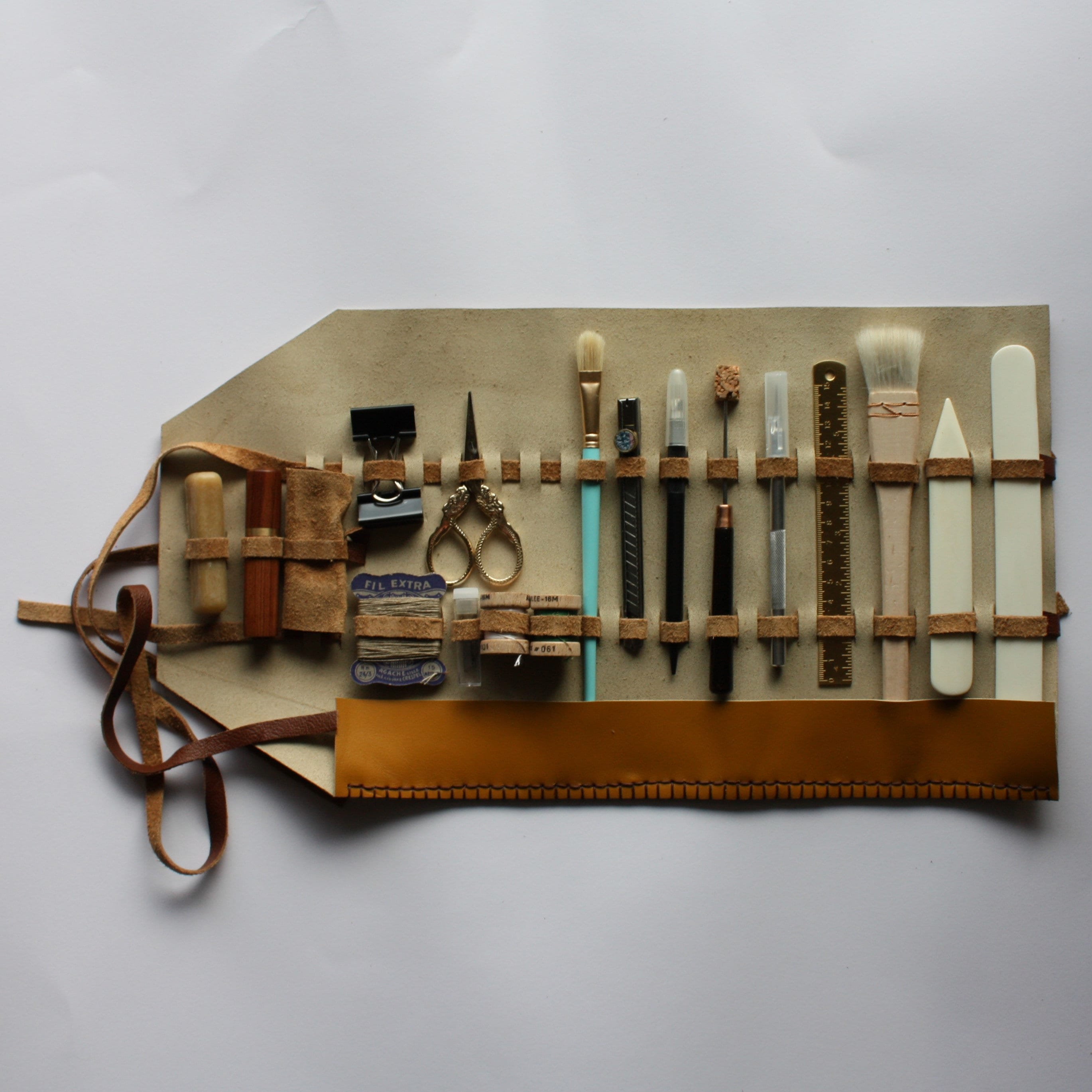 Bookbinding Kit With Ochre Leather Case, Bookbinding Kit for ...