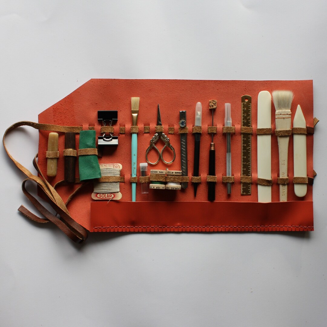 Bookbinding Kit With Orange Leather Case, Bookbinding Kit for ...