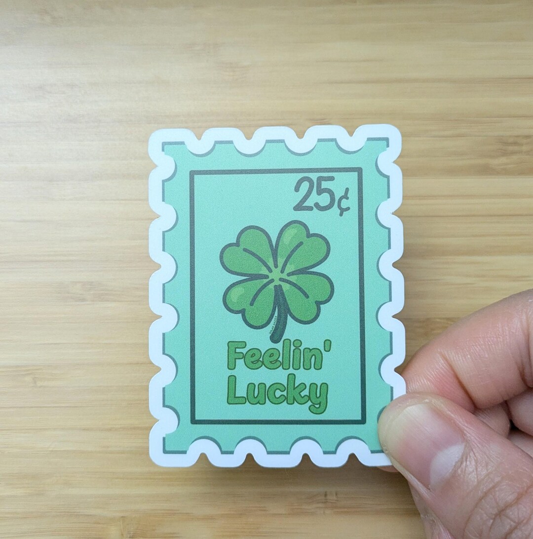 Clover Stamp Style Sticker 4 Leaf Clover Sticker Feelin Lucky Sticker ...