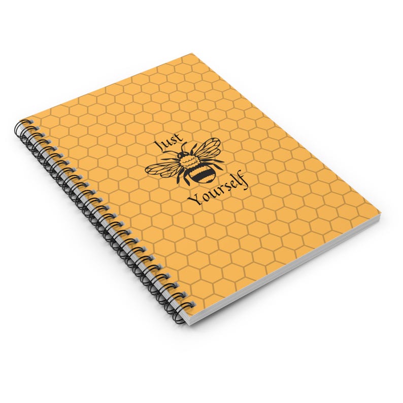 Bee-themed Spiral Notebook - Bee Yourself, Honeycomb Stationery ...