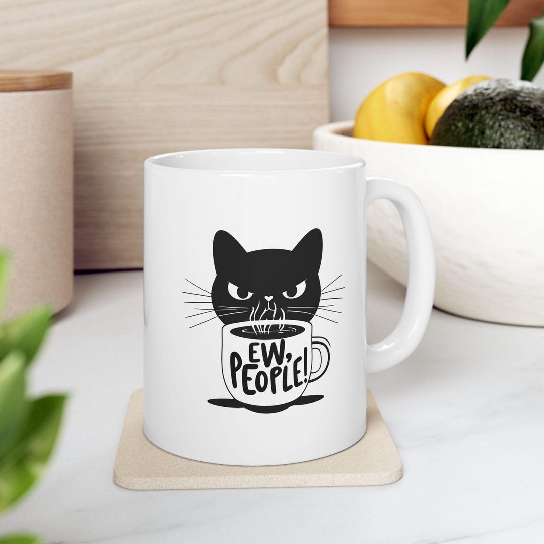 Cat Ceramic Mug, Angry Cat Mug, Funny Cat Lover Gift, Sarcastic Cat Cup ...