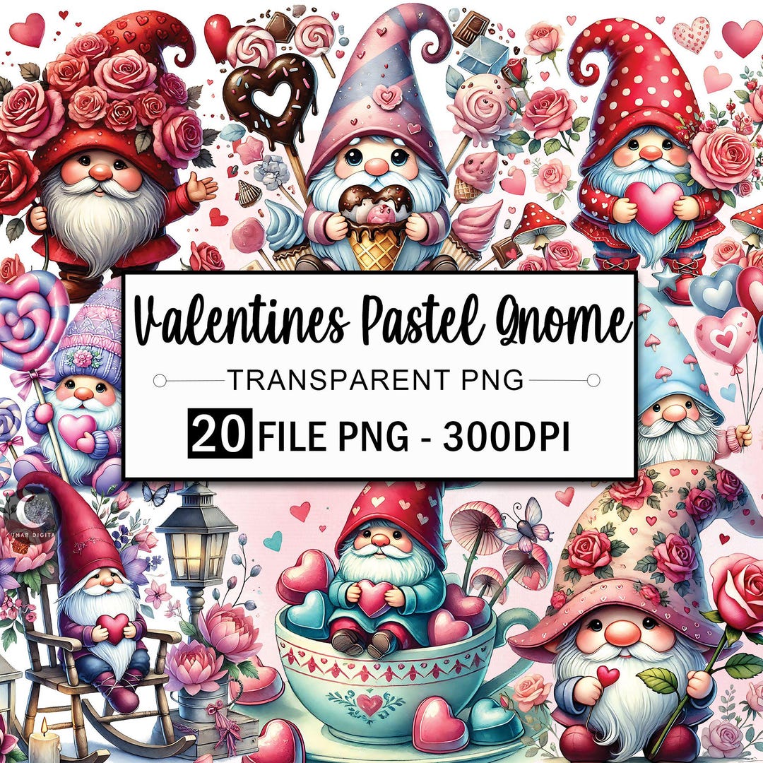 20+ Gnome Valentine Clipart Bundle, Valentine's Day Png, Gnome Lovers ...