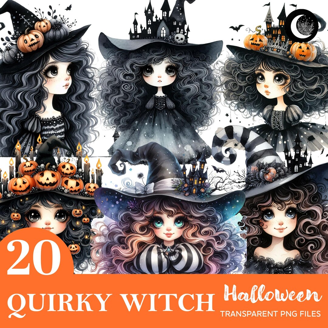 20 PNG Cute Little Witch Clipart Bundle, Witch Png, Cute Witch Clipart ...