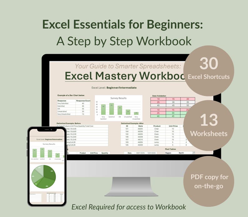 Excel Essentials for Beginners: A Step by Step Workbook (digital Download) - Etsy
