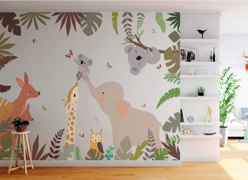 Safari Wall Decal Zoo Animal Wall Sticker Forest Animal Wall Mural ...