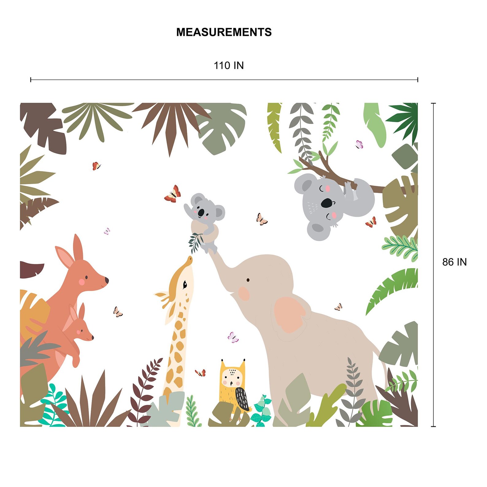 Safari Wall Decal Zoo Animal Wall Sticker Forest Animal Wall Mural ...