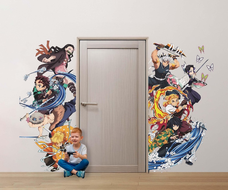 Removable Demon Slayer Wall Decal Japan Anime Wall Sticker Kimetsu No ...