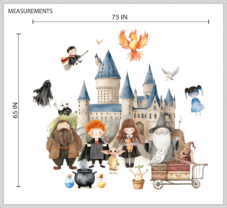 Harry Potter Wall Decal Wizard Wall Sticker Witchcraft Wall Mural ...